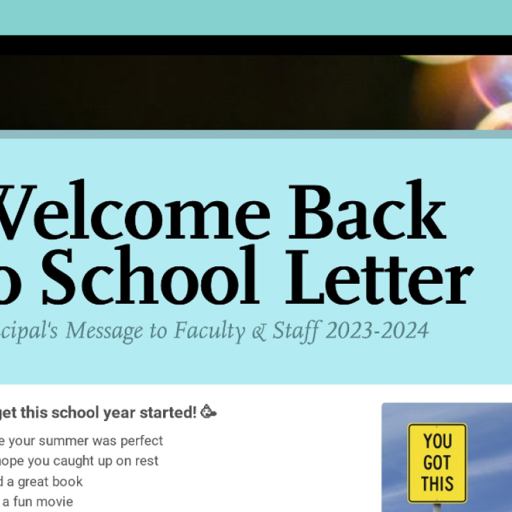 Welcome Back To School Letter High School