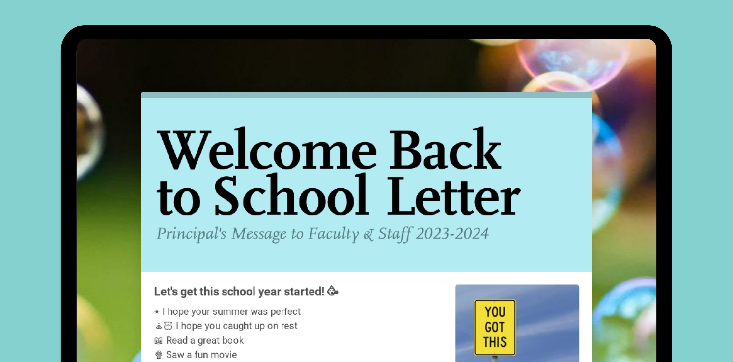 Welcome Back to School Letter for Faculty & Staff | Smore