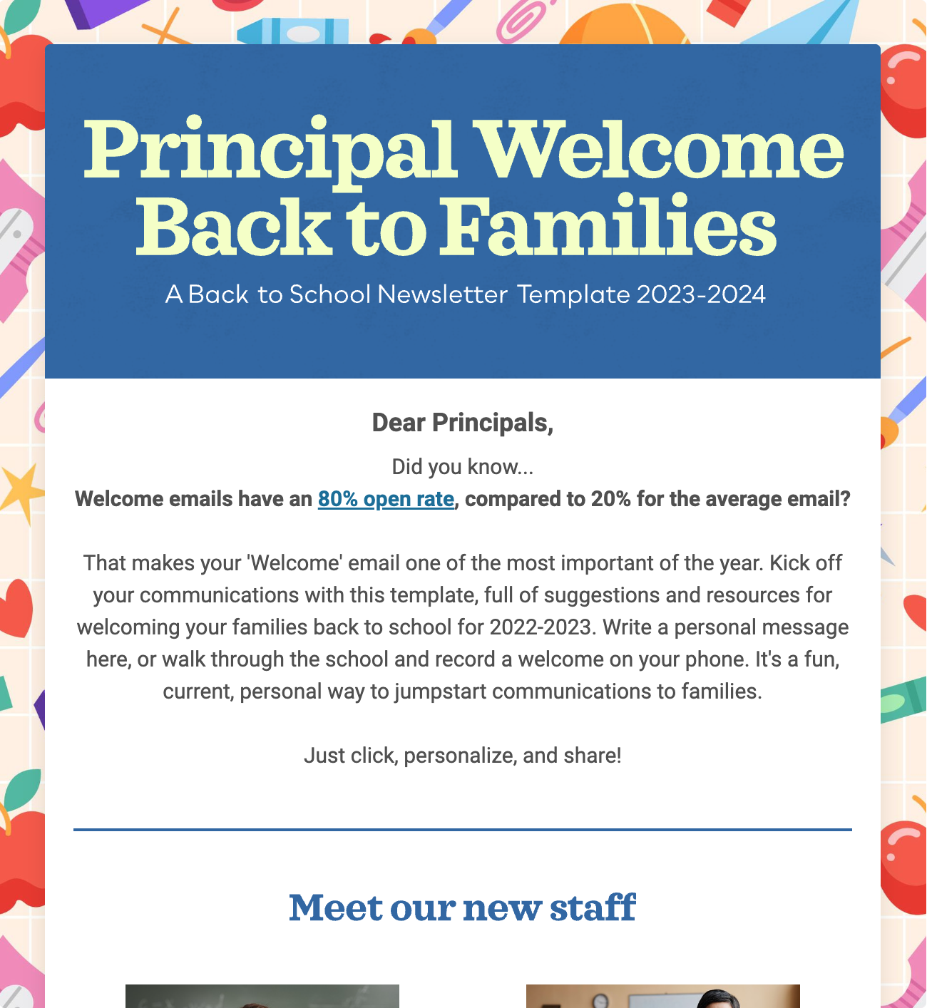 Principals - Welcome Back to Families - Newsletter Ideas | Smore