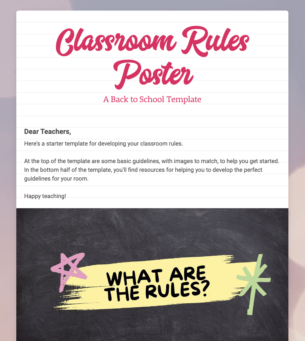 Classroom Rules Poster - Newletter Template Ideas | Smore