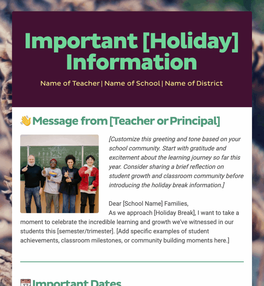 Free November Newsletter Templates for Schools