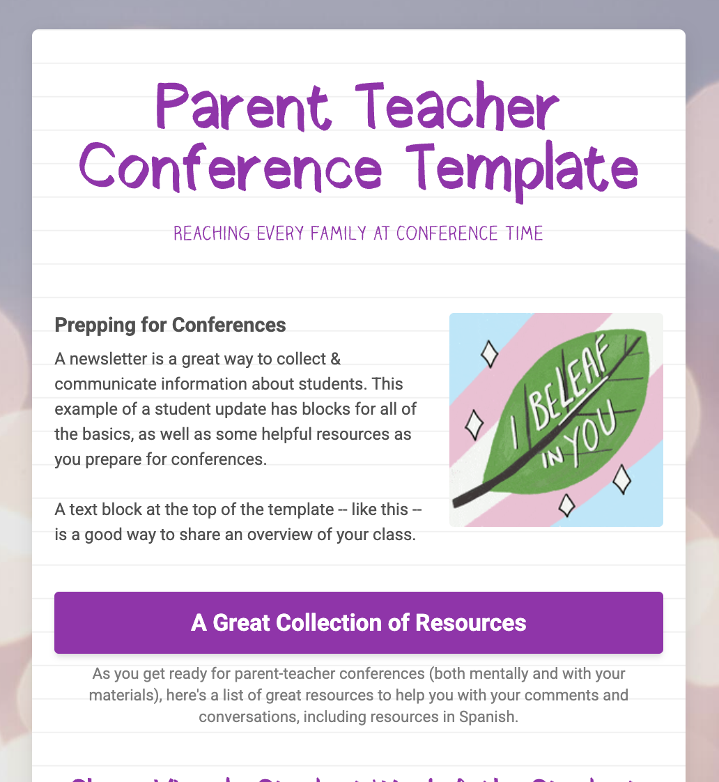 Parent Teacher Conference Template - Smore