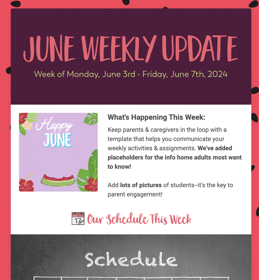 June Weekly Update Template - Newsletter Ideas | Smore