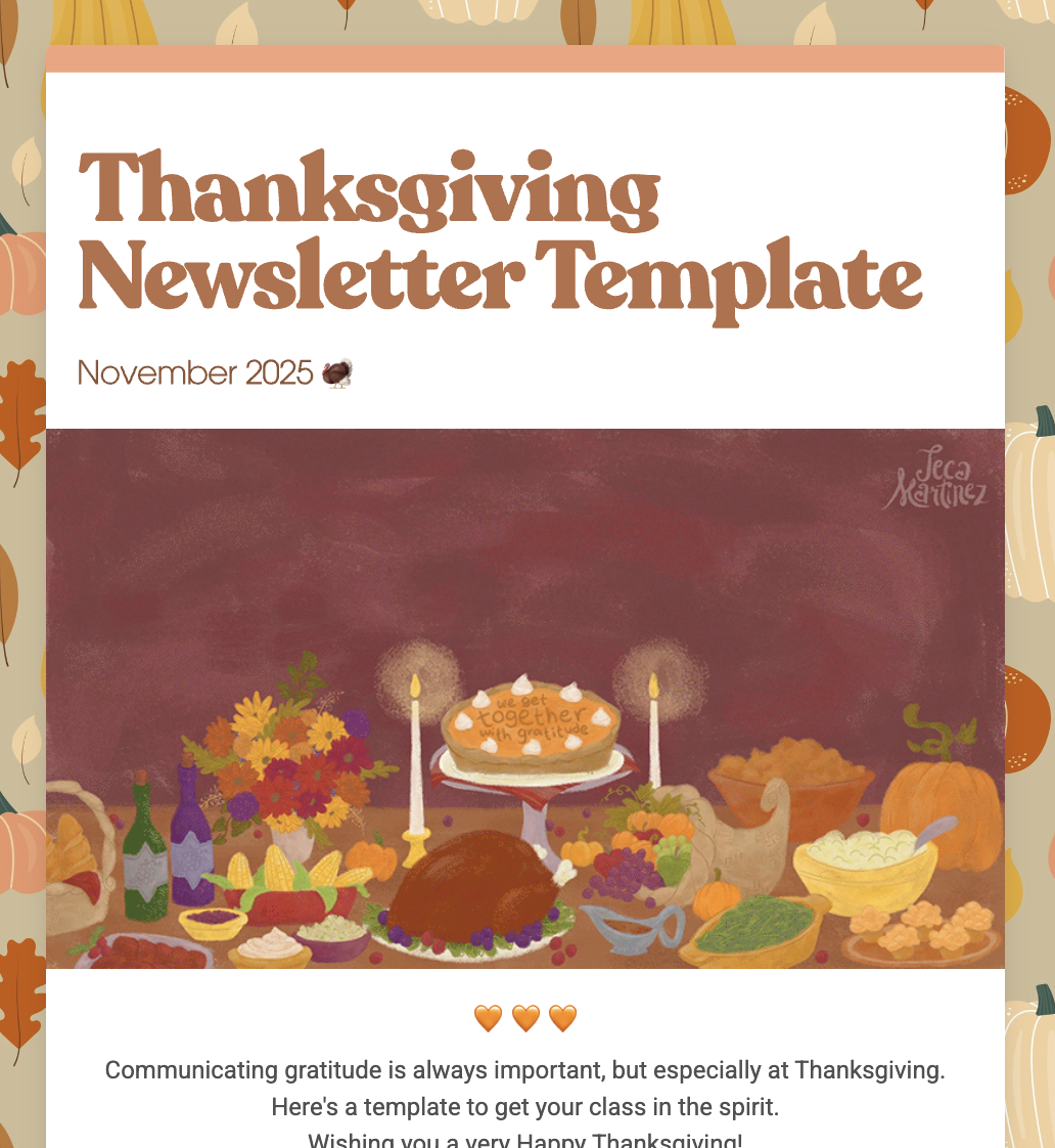 Thanksgiving Newsletter Template - Smore