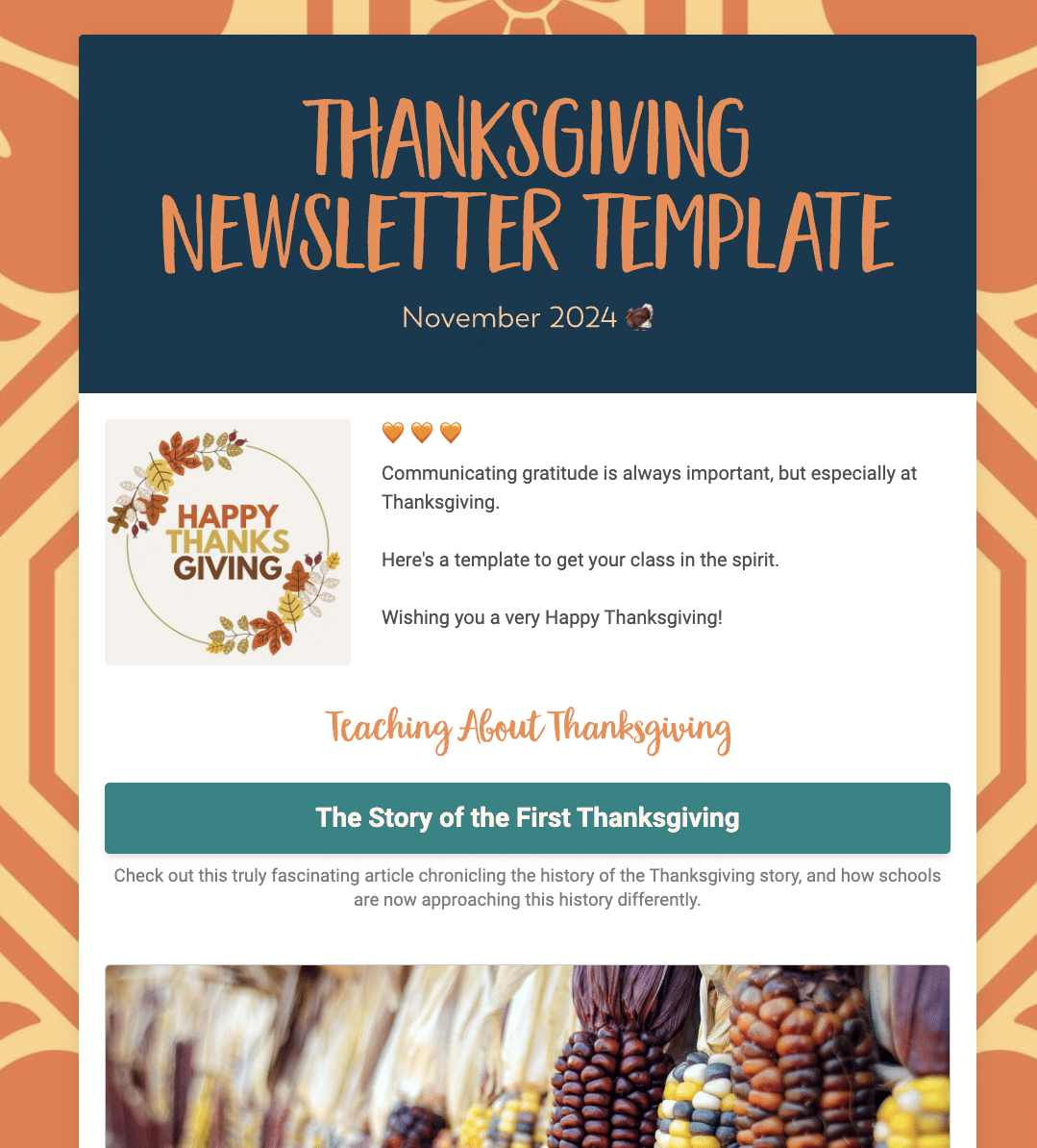 Thanksgiving Newsletter Template - November Newsletter | Smore