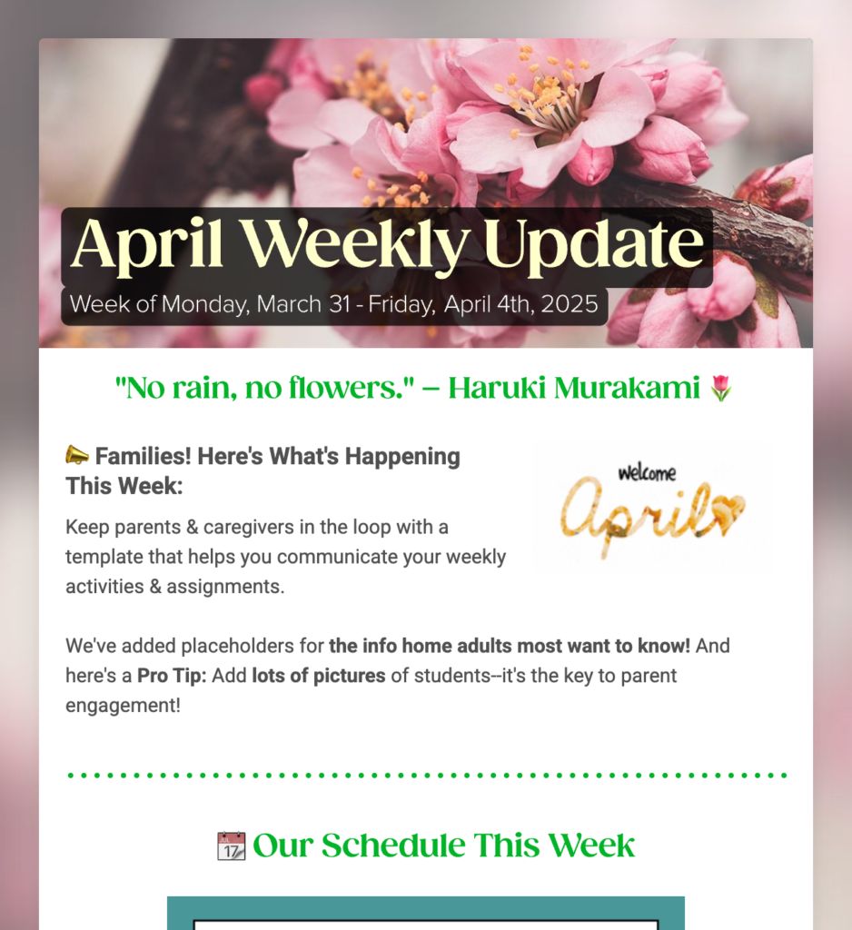 Free April Newsletter Templates for Schools