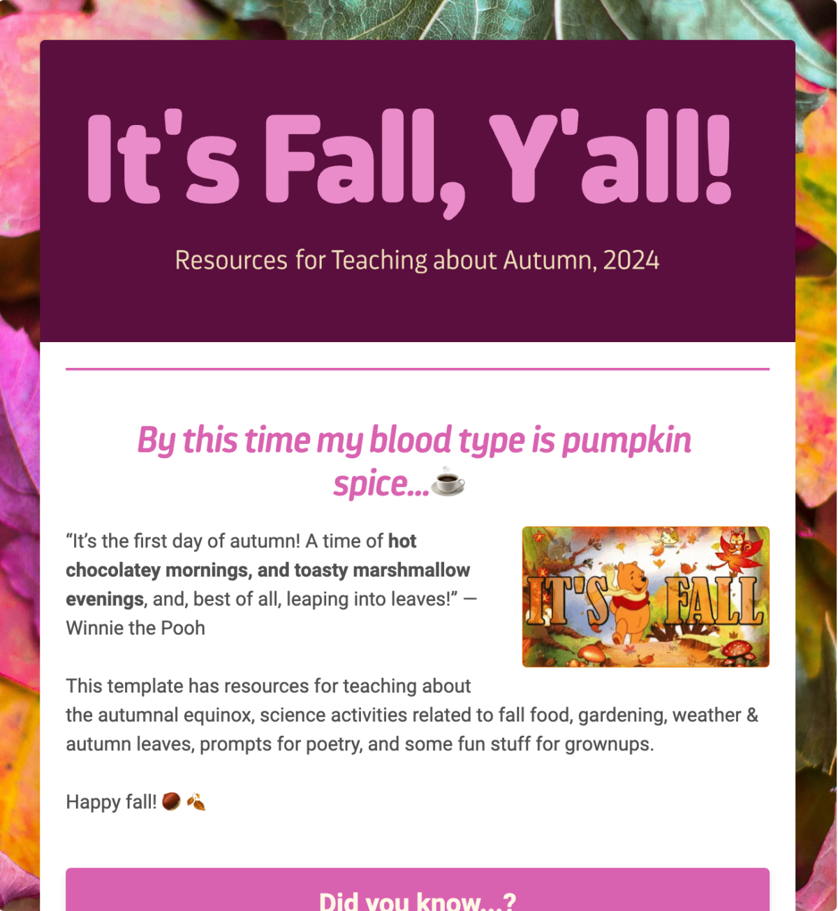 September Templates: Fall into Learning!