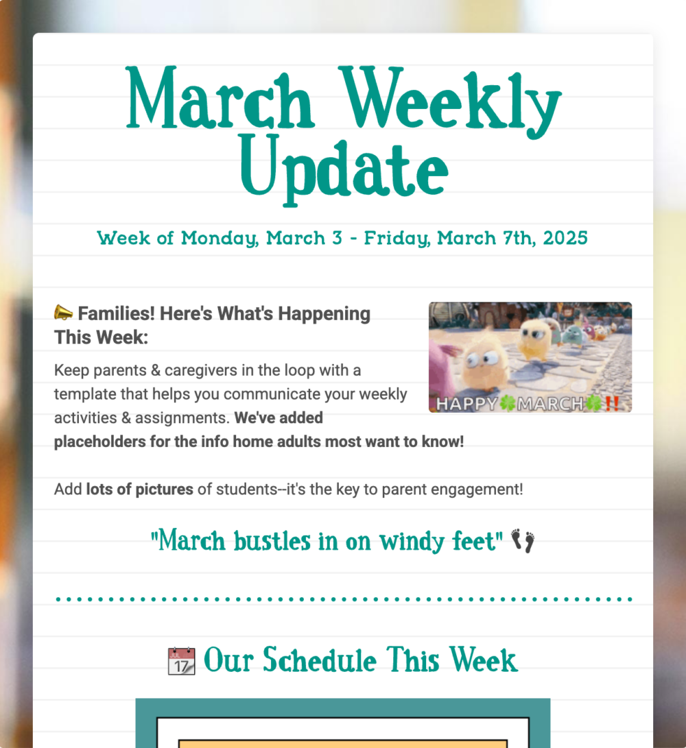 Free March Newsletter Templates for Schools