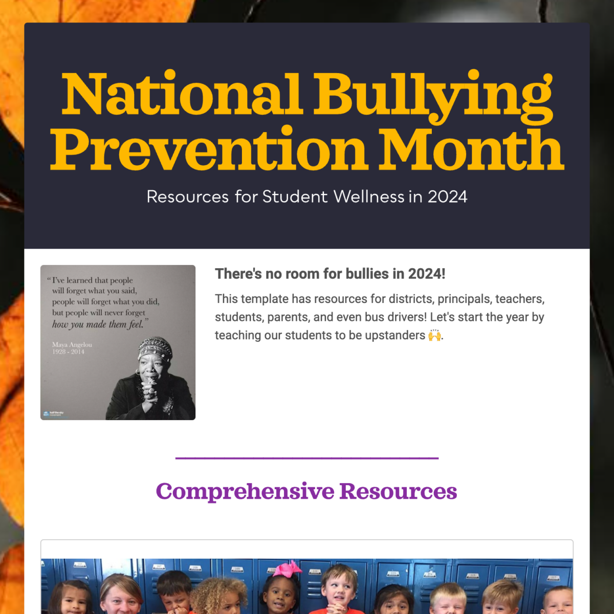 School Newsletter: National Bullying Prevention Month | Smore