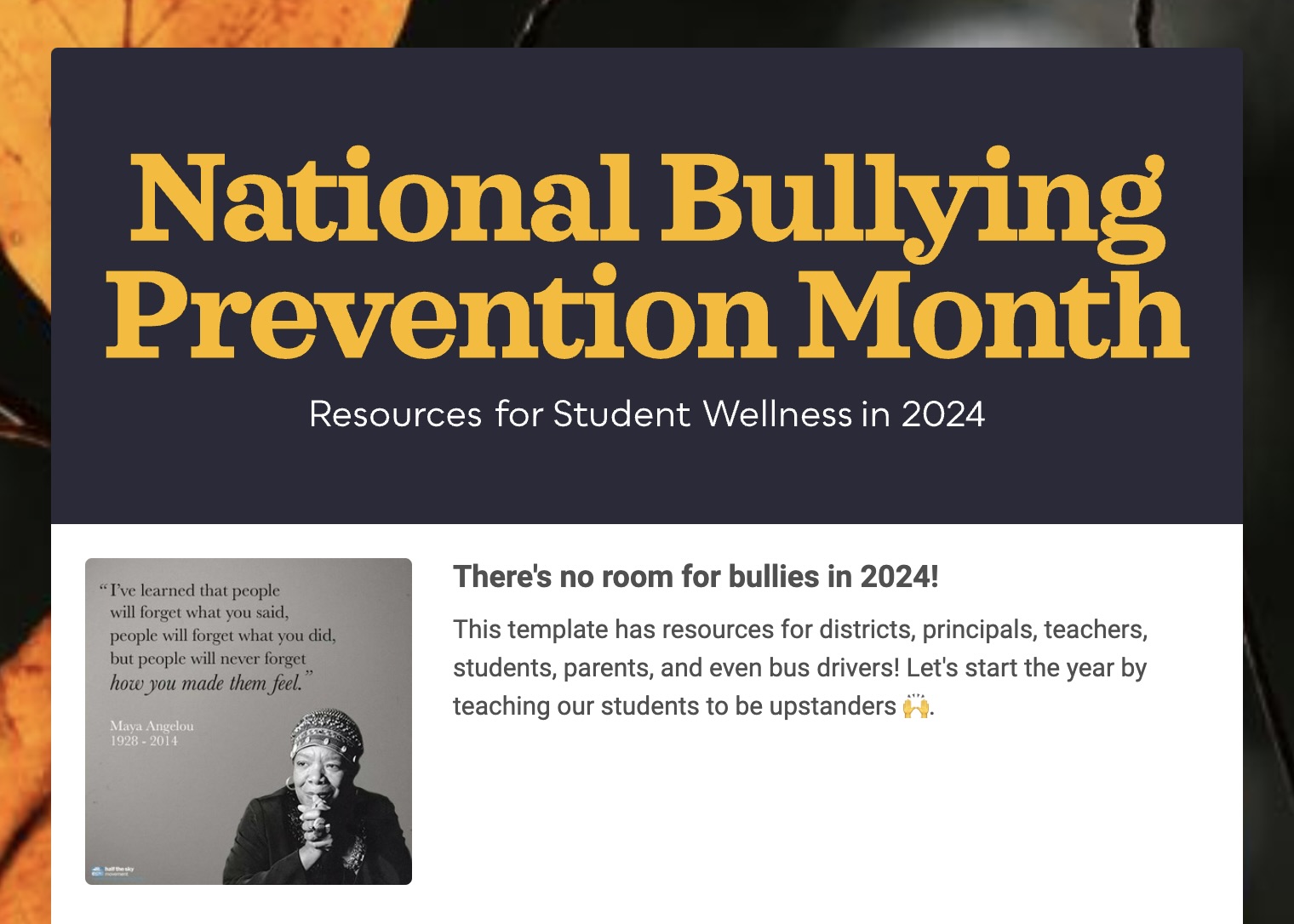 School Newsletter: National Bullying Prevention Month | Smore