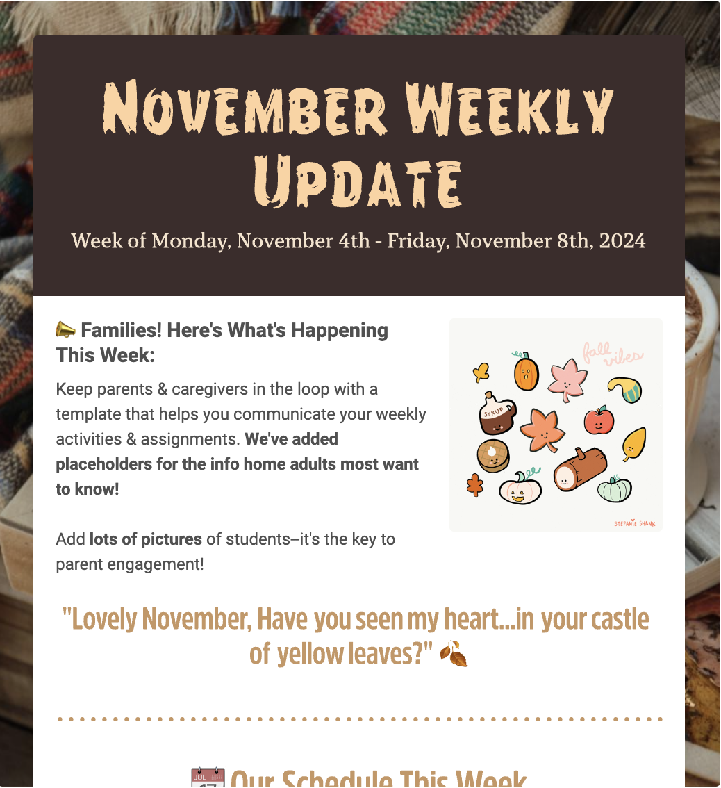 November Weekly Update - Smore