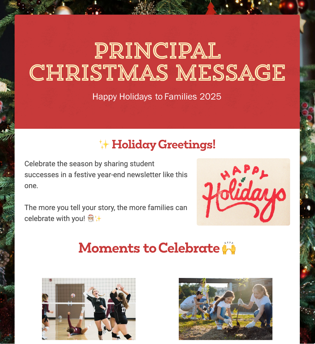 Principal Christmas Message 2025 - Smore