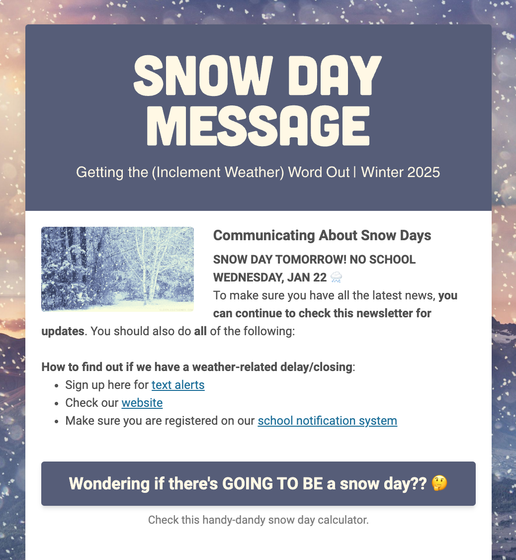 Snow Day Message - Smore