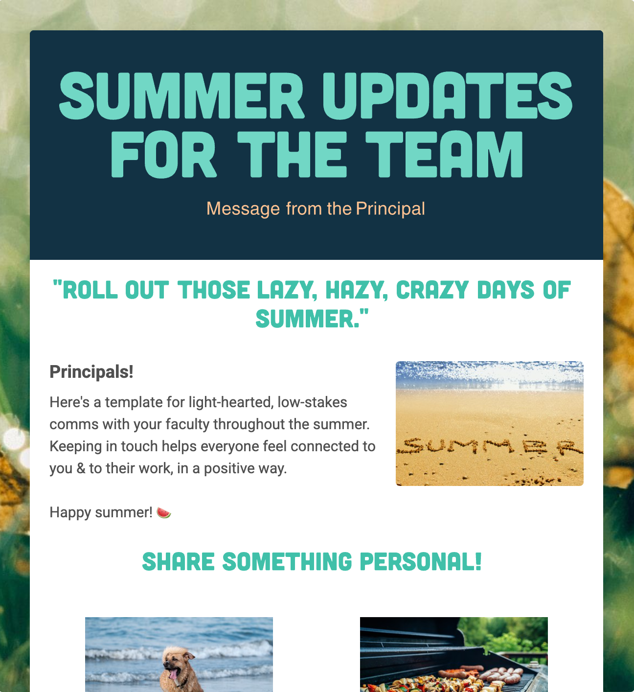 Summer Updates for the Team - Smore