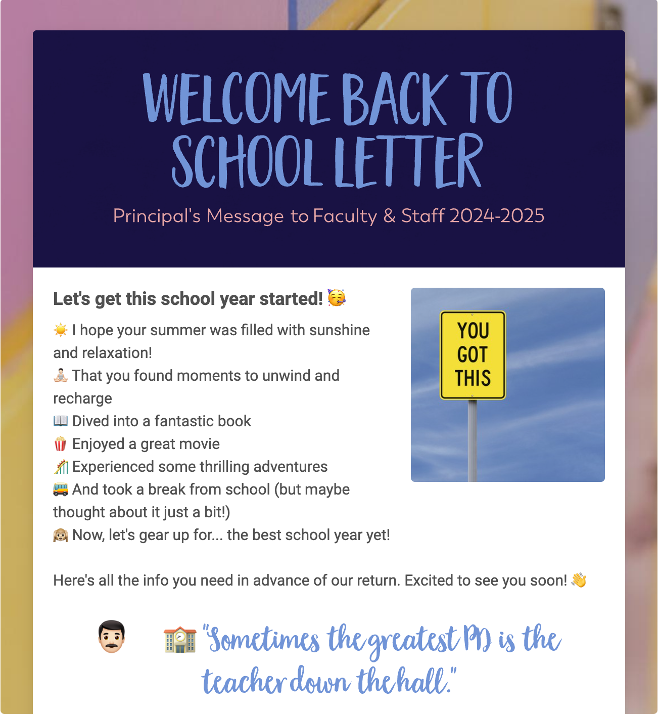 Welcome Back to School Letter- Create a Newsletter | Smore